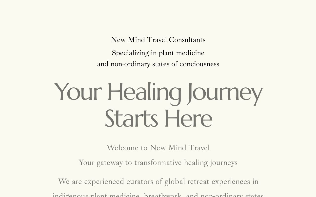 New Mind Travel Landing Page